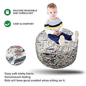 Stuffed Animal Storage, Bean Bag Chair COVER - 2 in 1 Organization Bag for kids toy storage & Bean bag chair cover (NO BEANS) for kids Teens, zipper opening, soft velvet, X-Large (34" leaves)