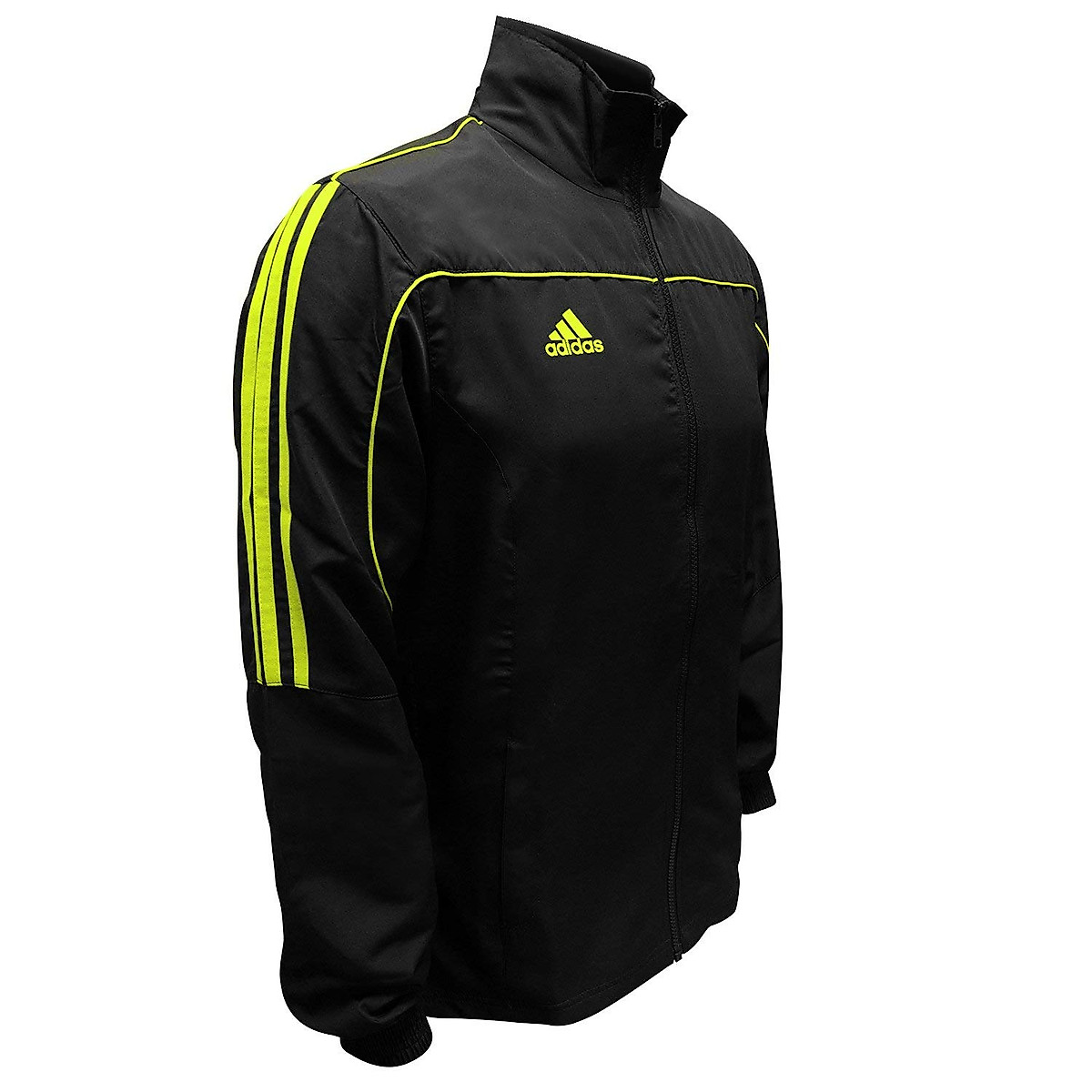 adidas Combat Sports 3-Stripes 100% Polyester Long Sleeve Light Track Jacket - Black Neon Green - 164 (Youth Large)