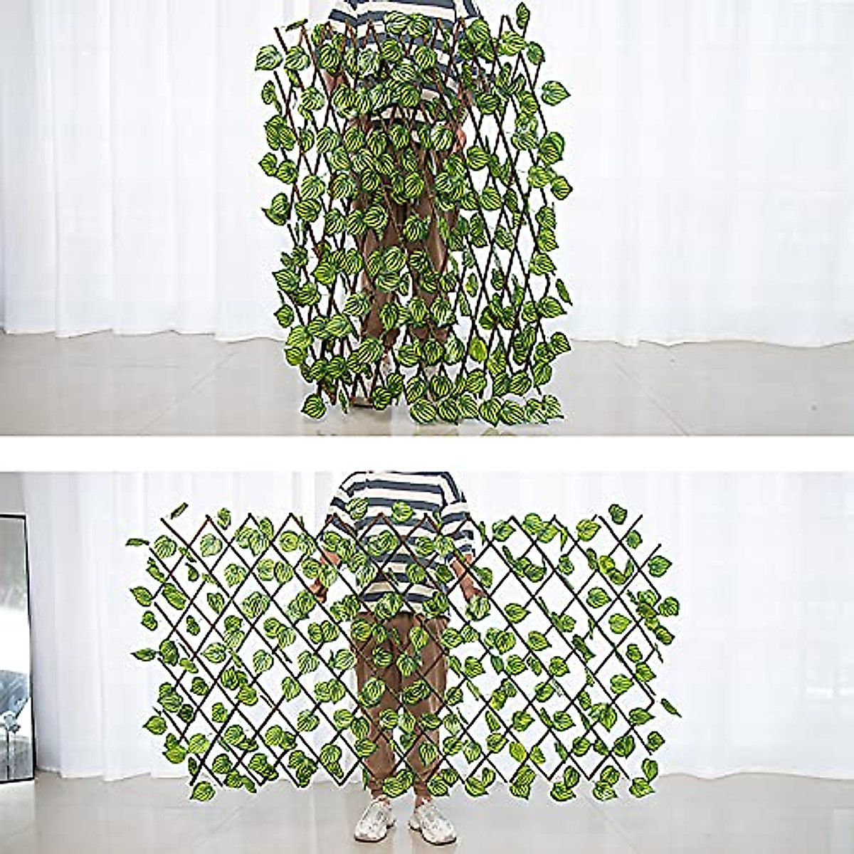 SMLJFO Artificial Ivy Leaf Privacy Fence Screen Plants Vine Hanging Garland Stretchable Fence for Outdoor Garden Porch Patio Home Decor/Big Begonia Leaves