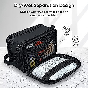 BALEINE Toiletry Bag for Men, Large Travel Toiletries Bags with Water-Resistance Compartment, PU Leather Dopp Kit (Medium, Black)