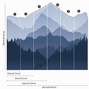 Alwayspon Peel and Stick Fabric Wall Mural Sticker, Self-Adhesive Landscape Wallpaper for Living Room Bedroom Nursery Room Decor, Ice Blue Mountain