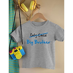 Only Child to Big Brother Shirt Baby Announcement Sibling Boys Kids Shirts 18M Gray