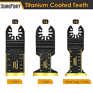 22 PCS Titanium Oscillating Saw Blades, Universal Quick Release Multitool Blades Kits with Sandpaper for Wood Plastics Metal Nails Compatible with Worx Milwaukee Black & Decker Craftsman Ridgid