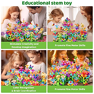 184Pcs Flower Garden Building Toys for Girls 3 4 5 6 7 Year Old, Upgrade DIY Building Stacking Toys, STEM Preschool Educational Toddler Toys Brain Development Kindergarten Kids Toy