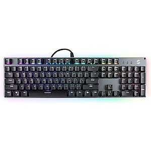 Black Shark Red Switch Mechanical Keyboard, 104 Keys Gaming Keyboard with RGB Backlit Quiet Computer Keyboard, All-Metal Panel, USB Wired Keyboard for PC Windows Mac Gamers