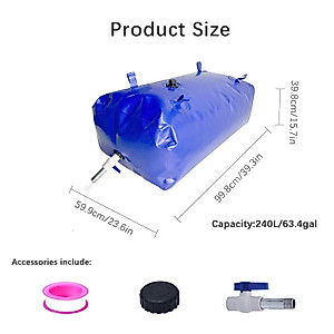 XITAO 63Gal/240L Water Storage Bladder Large Capacity Water Storage Containers Portable Foldable Emergency Water Tank Water Bag for RVs, Drought Resistance, Fire Prevention, Agricultural Irrigation