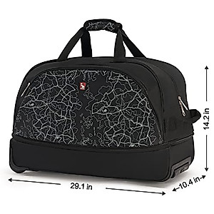 OIWAS Small Rolling Duffle Bag with Wheels 22 inch Travel Bag with Wheels Tote Short Term Overnight Trips Expandable 45L to 55L Carry On Luggage Women Men Black