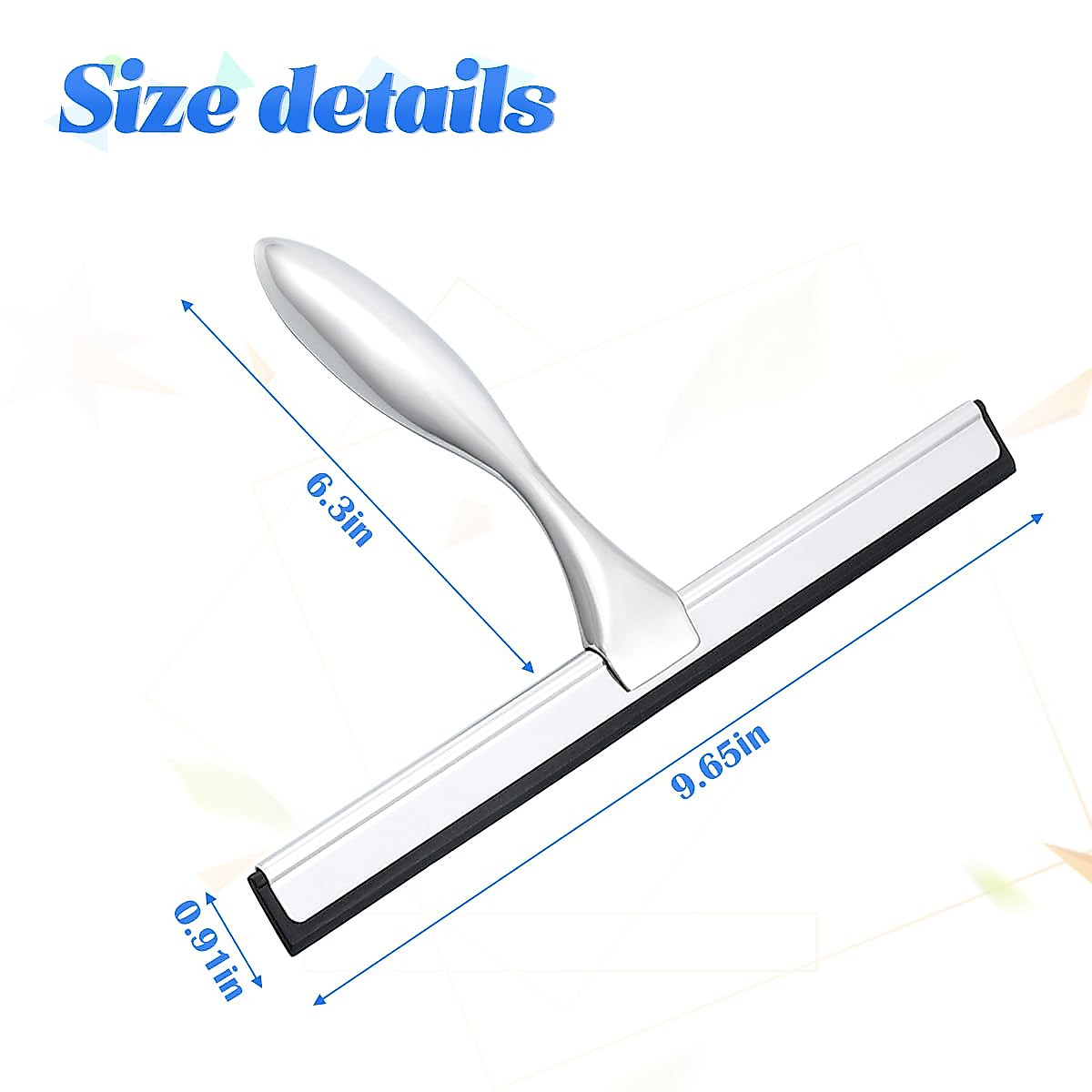 BESULEN Stainless Steel Shower Squeegee for Car Windows, Glass Water Wiper with Hook or Sucker, Glass Window Cleaner Tool, Bathroom Shower Door Household Mirror Blade for Home Cleaning (Wiper+Hook)