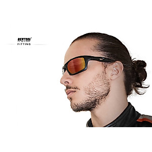 Bertoni Photochromic Sport Sunglasses for Cycling Running Ski Motorcycle MTB Fishing – mod. Omega Italy (Matt Black - Photochromic)