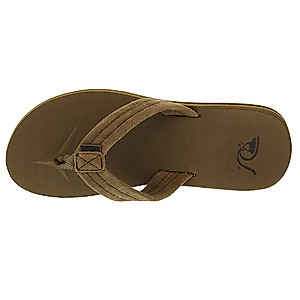 Quiksilver Men's Carver Suede 3 Point Flip Flop Athletic Sandal, Tan/Solid, 12 M US