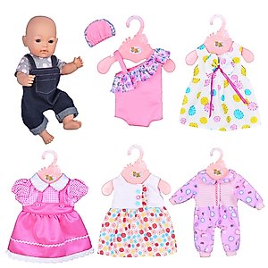 Ebuddy 6 Sets Doll Clothes Outfits for 14 to 16 Inch Baby Dolls, 15 Inch Baby Dolls and 18 inch Girl Doll