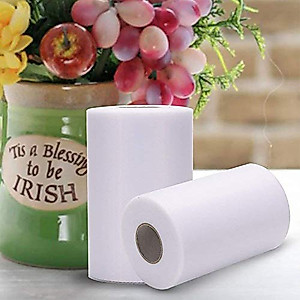 ZKC Tulle Fabric Rolls, 6 Inch x 100 Yards (300 feet) Tulle Spool for Wedding Party Decorations Gift Bow DIY Craft Tutu Skirt (White)