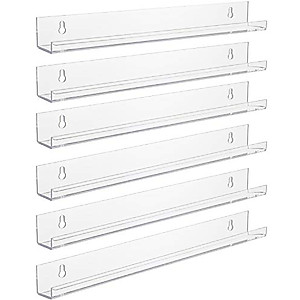 Sorbus Acrylic Shelves Wall Ledge Floating Kids Bookshelf Organizer, Clear Invisible Display, for Books, Figurine, Nail Polish Picture Frame Storage, Wall Mounted Shelves for Bathroom, Nail Salon