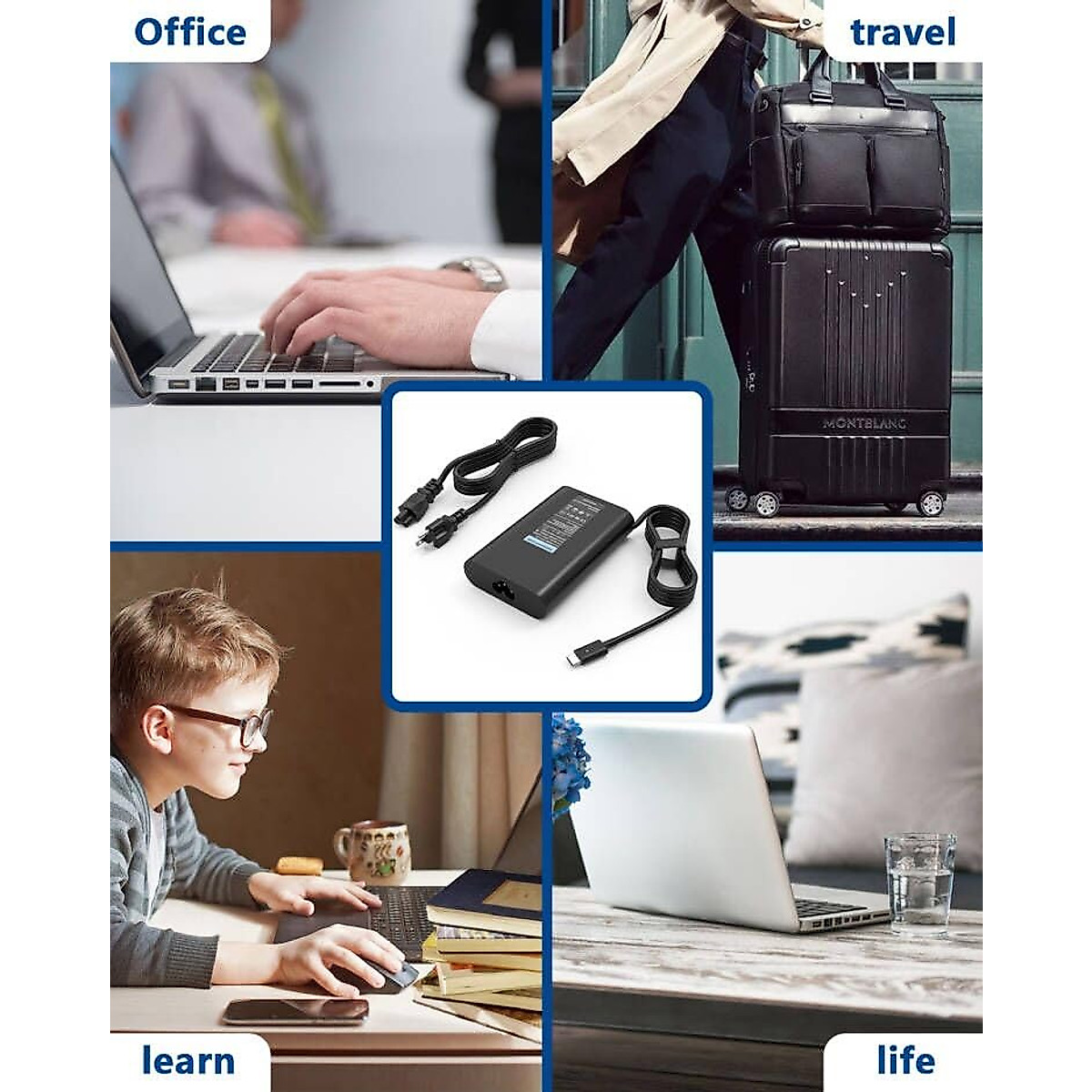 Charger for Dell 65W USB-C Laptop Charger for XPS and Latitude - Power Cord Included