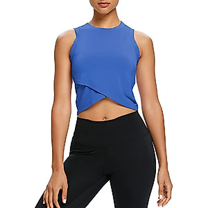 Bestisun Gym Athletic Yoga Shirts Muscle Tank Womens Athletic Wear Workout Tops Loose Fit Blue M