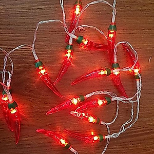OSALADI 3m 20 LEDs Chili String Light LEDs Battery Powered Decorations for Patio Fence Deck Balcony Camping (Red)