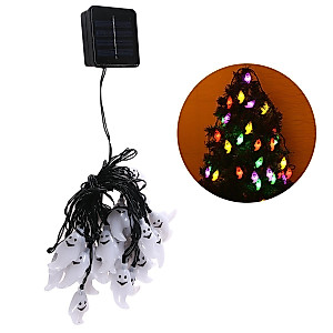 Hann® Solar LED String Lights, 30LED Crystal Ball | Lanterns | Moroccan Orb Ball | Cute Ghost Pumpkin Waterproof Outdoor Decorative String Lights for Christmas Garden Halloween (Cute Ghost)