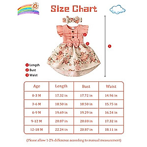 Newborn Baby Girl Dress Floral Ruffle Sleeve Casual Beach Sundress Princess Skirt Clothes Summer Outfits Dresses for Girls (Pink, 0-3 Months)