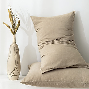 TIPTOE BEAR King Duvet Cover Set- 100% Washed Cotton 3 Pcs Soft Comfy Breathable Chic Linen Feel Bedding, 1 Duvet Cover and 2 Pillow Shams, Beige