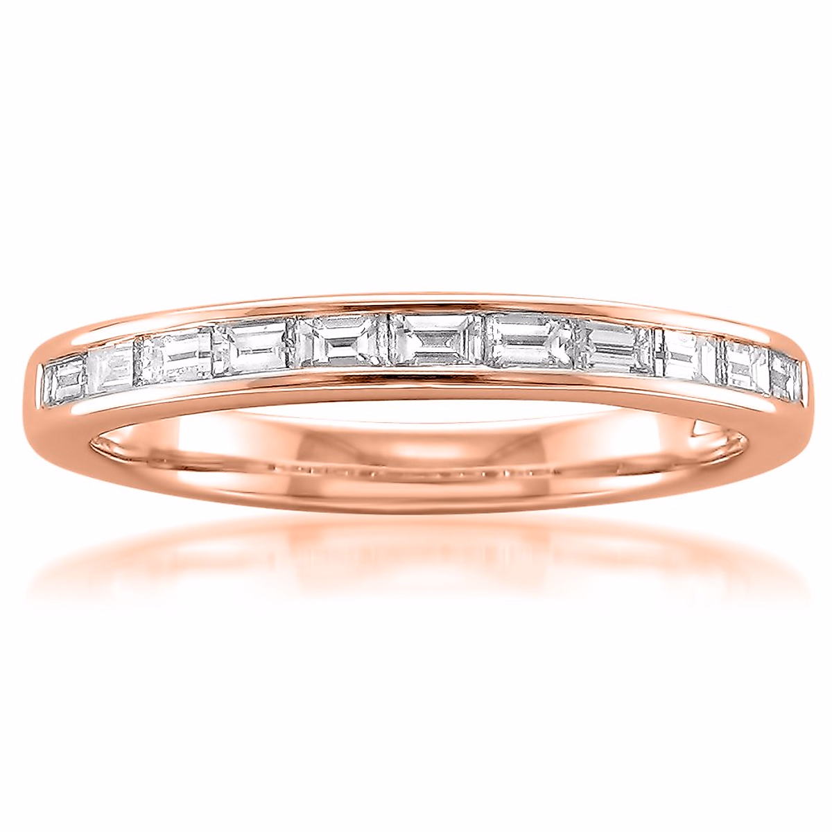 Beyond Brilliance 1/2 Carat Channel-Set Baguette Diamond Wedding Band Ring in 14K Rose Gold (I-J, VS2-SI1)
