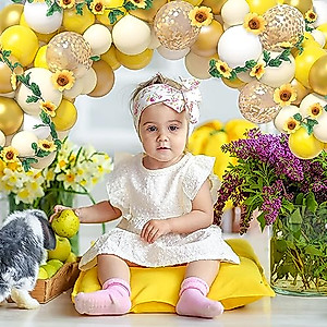 Ouddy Party 101Pcs Sunflower Baby Shower Decorations for Girls Boys Sunflower Balloons Garland Arch Kit Yellow Balloons with You Are My Sunshine Banner Sunflower Vine for Sunflower Party Decorations