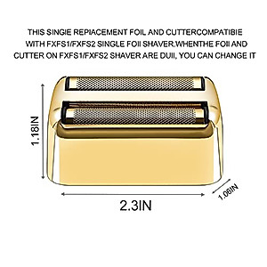 Shaver Replacement Foil and Cutters compatible with BaByliss Barberology Double FXFS2G Metal shaver foil replacement Gold