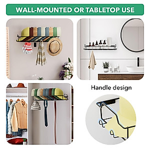 Fairpeak Wall Hat Racks for Baseball Caps, Each Metal Hat Organizer Fit 20 Caps, Sturdy Wall Mounted Hat Storage, for Hanger & Room Closet Display, Fits All Caps Shelves, for all walls, 3 Pack, Black