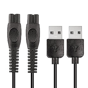 Qjin USB-A Charging Cable for Latest Version Philips Norelco MG5910/49 MG7910/49 MG9510/60 MG9520/50 QP2724/90 QP2834/70 Trimmer Replacement Power Cord, 2 Pcs