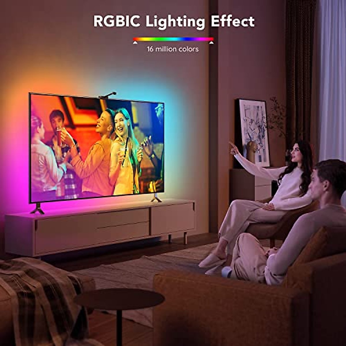 Govee Envisual TV LED Backlights for 75-85 inch TVs, 16.4ft RGBIC WiFi DreamView T1 TV Backlights with Camera, Works with Alexa & Google Assistant, App Control, LED Lights for TV, Scene Mode, H6199