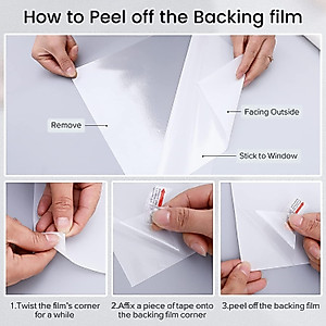 rabbitgoo Window Privacy Film, Non-Adhesive Frosted Glass Window Film for Bathroom, Static Cling Heat Blocking Stickers for Home Indoor Opaque Frosting Coverings House Tint, Matte White 23.6" x 78.7"