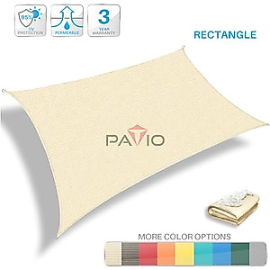 Patio Paradise 8' x 8' Beige Sun Shade Sail Square Canopy UV Block Awning Heavy Duty Commercial Grade for Patio Backyard Lawn Garden Outdoor Activities