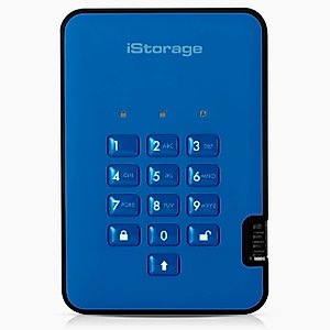 iStorage diskAshur2 SSD 8TB Blue | Secure portable solid state drive | Password protected | Dust & water resistant | Hardware Encryption