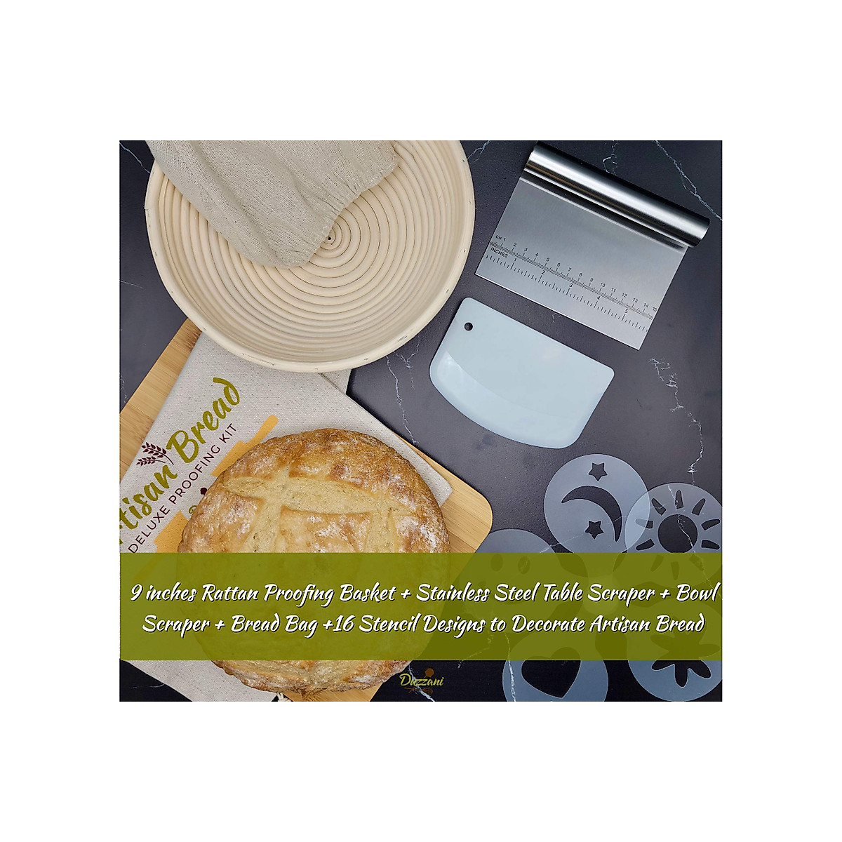 Duzzani Banneton Bread Proofing Basket, Sourdough Starter Kit, Bread Making Kit, sourdough bread, Sourdough Kit, Including a Digital Scale