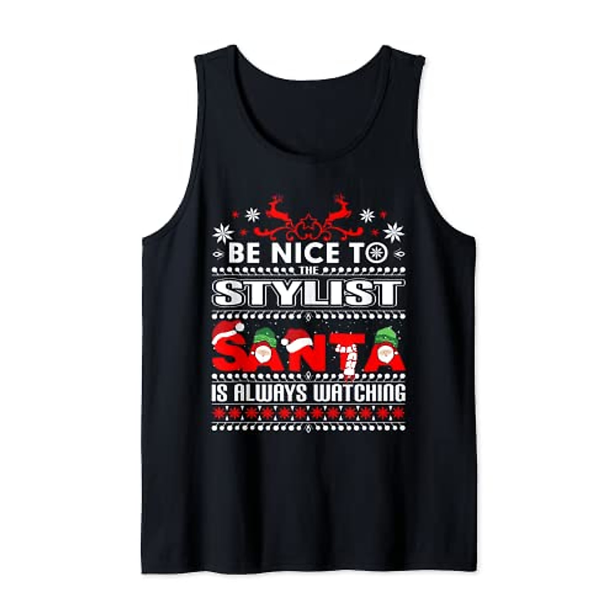 Hair Dresser Gift Festive Ugly Christmas Beauty Stylist Tank Top