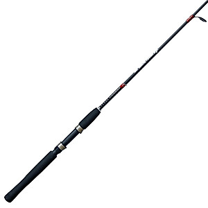 Zebco Rhino Tough Spinning Fishing Rod, 7-Foot 2-Piece Heavy-Duty Cross-Weave Fishing Pole, Comfortable EVA Rod Handle, Heavy-Duty Guides, Stainless Steel D-Frame Tip Guide, Medium Power, Black