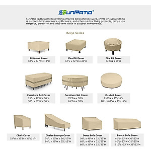 SunPatio Outdoor Daybed Cover, Heavy Duty Waterproof Round Canopy Sofa Bed Cover with Taped Seam, Patio Furniture Set Cover, All Weather Protection, 75" Dia x 35"/16”H, Beige