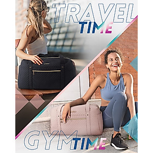 BAGSMART Travel Duffle Bag 37L Weekender Overnight Bag with Wet Pocket for Women, Large Carry On Bag with Laptop Compartment and Shoes Bag for Travel, Business Trips, Sports(Black)