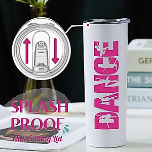 Onebttl Dancer Gifts for Girls, Teens, Her - Dance - 20oz/590ml Stainless Steel Insulated Tumbler with Straw, Lid - Dance Themed Recital Gifts for Women - (White)