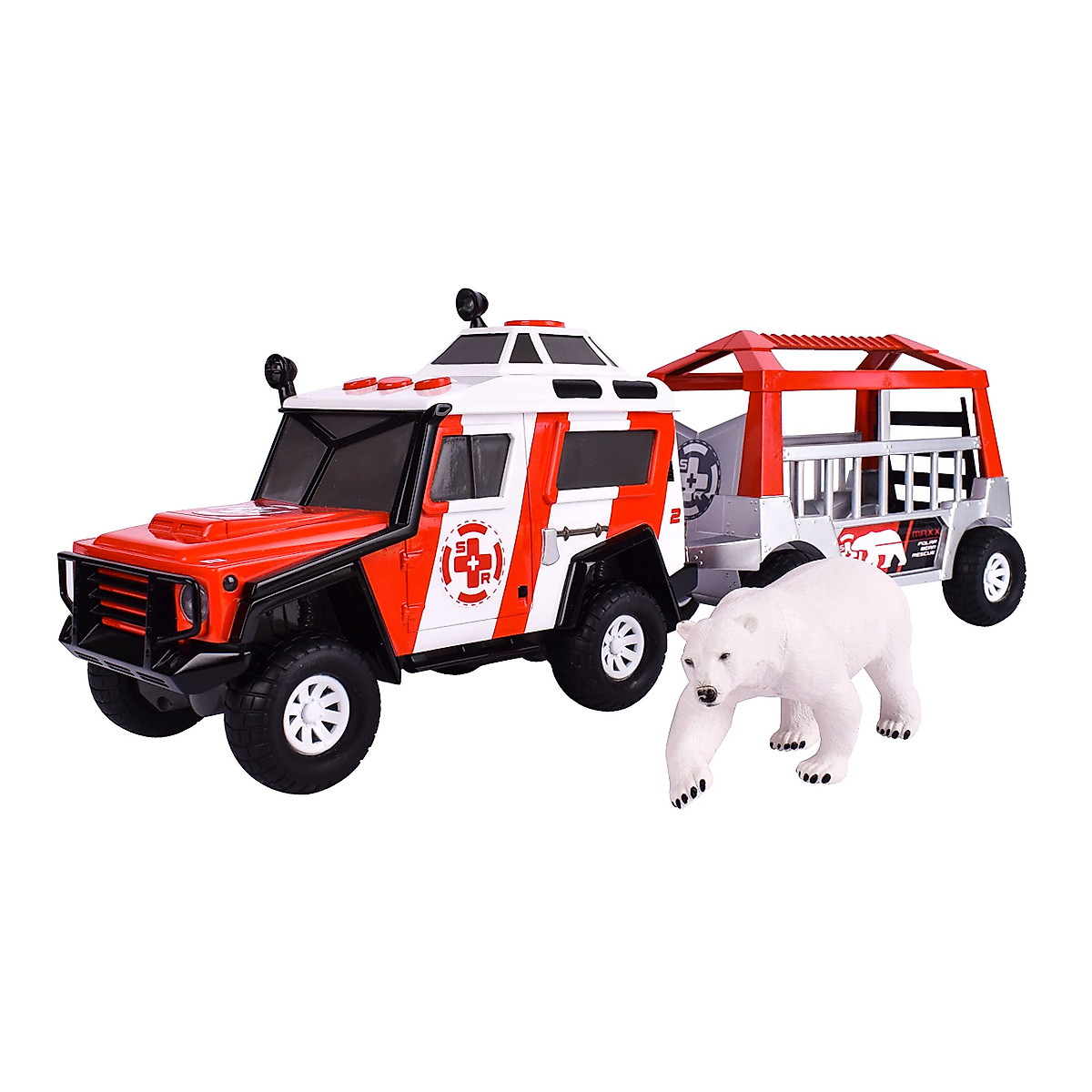 Sunny Days Entertainment Maxx Action Lights & Sounds Snow Vehicle with Trailer - Polar Bear Transport (320674)
