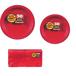 Big Party Pack Party Supplies Value Bundle for 50-9 inch Plates, 7 inch Plates and Beverage Napkins