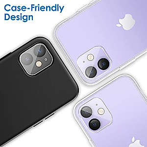 JETech Camera Lens Protector for iPhone 11 6.1-Inch and iPhone 12 mini 5.4-Inch, 9H Tempered Glass, HD Clear, Anti-Scratch, Case Friendly, Does Not Affect Night Shots, 3-Pack
