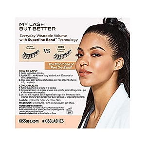 KISS MLBB My Lash But Better Everyday Wearable Volume False Eyelashes with Superfine Band Technology, Easy To Apply, Reusable, Cruelty-Free, Contact Lens Friendly, Style So Real, 1 Pair
