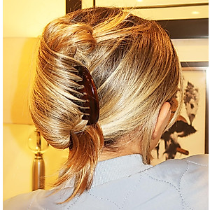 Camila Paris CP2431 French Hair Side Comb Small Rounded Tortoise Shell, French Twist Hair Combs, Strong Hold Hair Clips for Women Bun Chignon, No Slip Styling Girls Hair Accessories Made in France