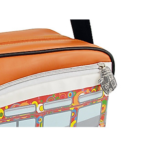 BRISA VW Collection - Volkswagen Shoulder Travel Messenger Bag with VW T1 Bus Campervan Motif (Circles/Orange)