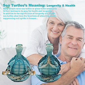 LUIFEL Yoga Turtle, 2 PCS Meditation Yoga Turtle Decor, Sea Turtle Yoga Figurines Decorations for Collection, Yoga Turtle Figurine for Spiritual Garden Home Decor, Gift for Mom, Dad, Friends...
