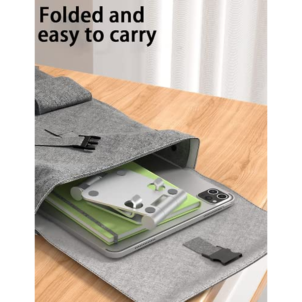 xwyebo Dual Folding Cell Phone StandPortable Aluminum Phone Holder,Adjustable Phone Dock Cradle Compatible, Fully Adjustable Foldable Desktop Phone Holder with iPhone 14/13/12/11 Pro Max(Silver)