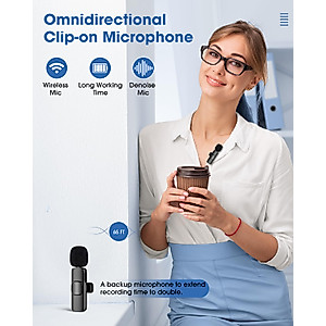 NICHOM Wireless Lavalier Microphone for iPhone/iPad Mini Clip-on Microphone Wireless for iPhone Video Recording Denoise Omni Lav Lapel Mic for Interview/Youtube/Vlog/Live Stream/Tiktok/Content Creator