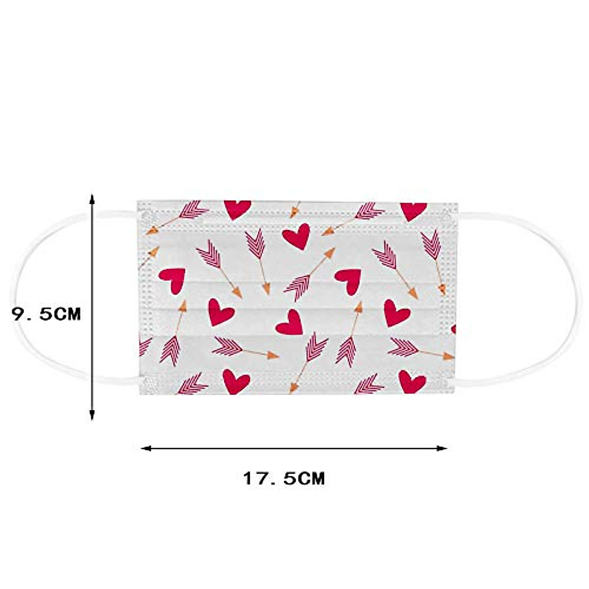 50PC Valentine's Day Face Masks Disposable for Adult Women, Holiday Disposable Face Masks with Designs Love Heart Facemasks (#01)