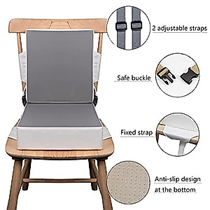 Kalawen Toddler Booster Seat Cushion upgrade, PU Washable 2 Straps Safety Buckle Kids Booster Seat for Dining Table, Portable Travel Increasing Cushion for Chair