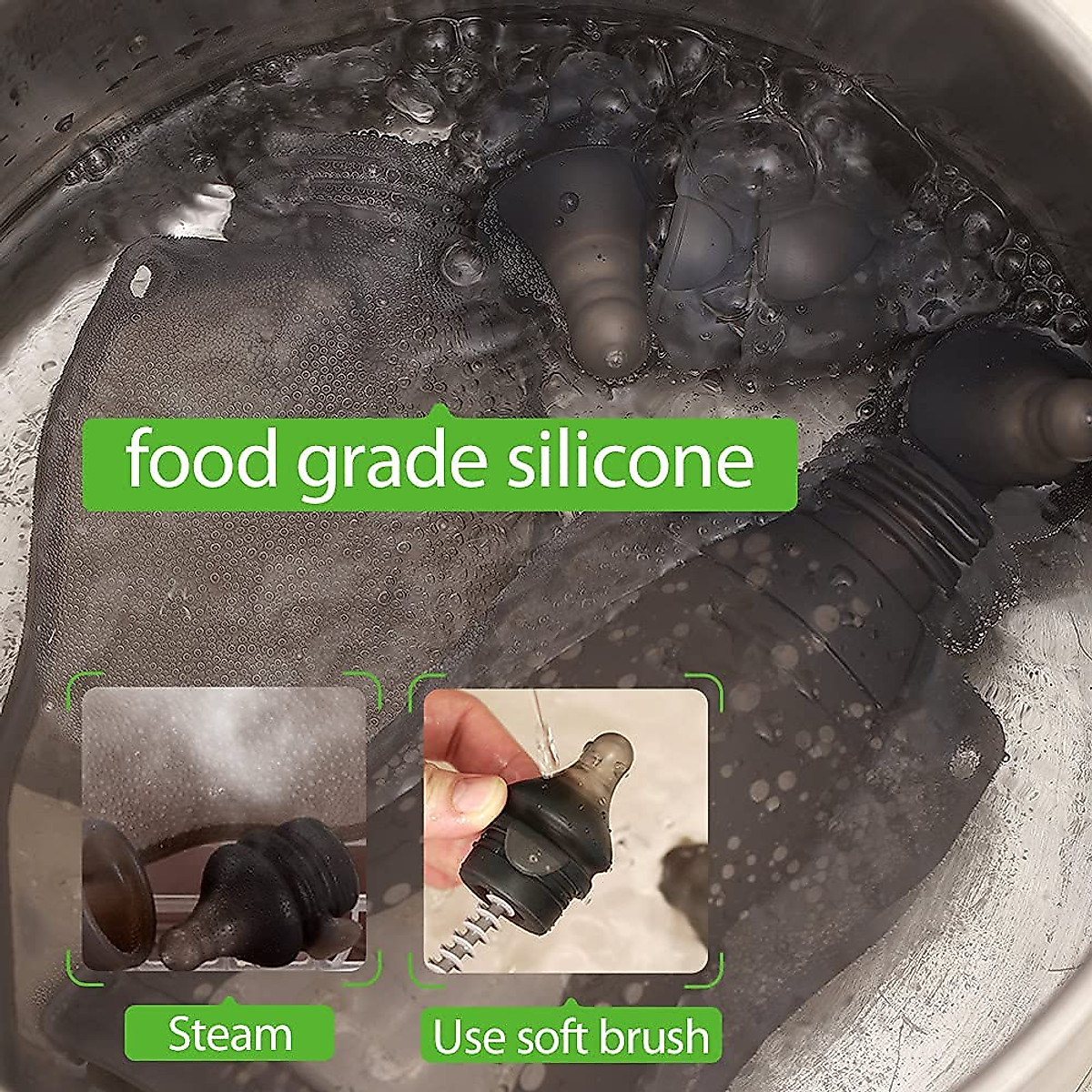 haakaa Silicone Breast Milk Storage & Feeding Bags (9oz,1pcs with Teat) - Soft & Washable Baby Feeding Pouch, Squeezable Baby Food Storage Bag for Self-Feed